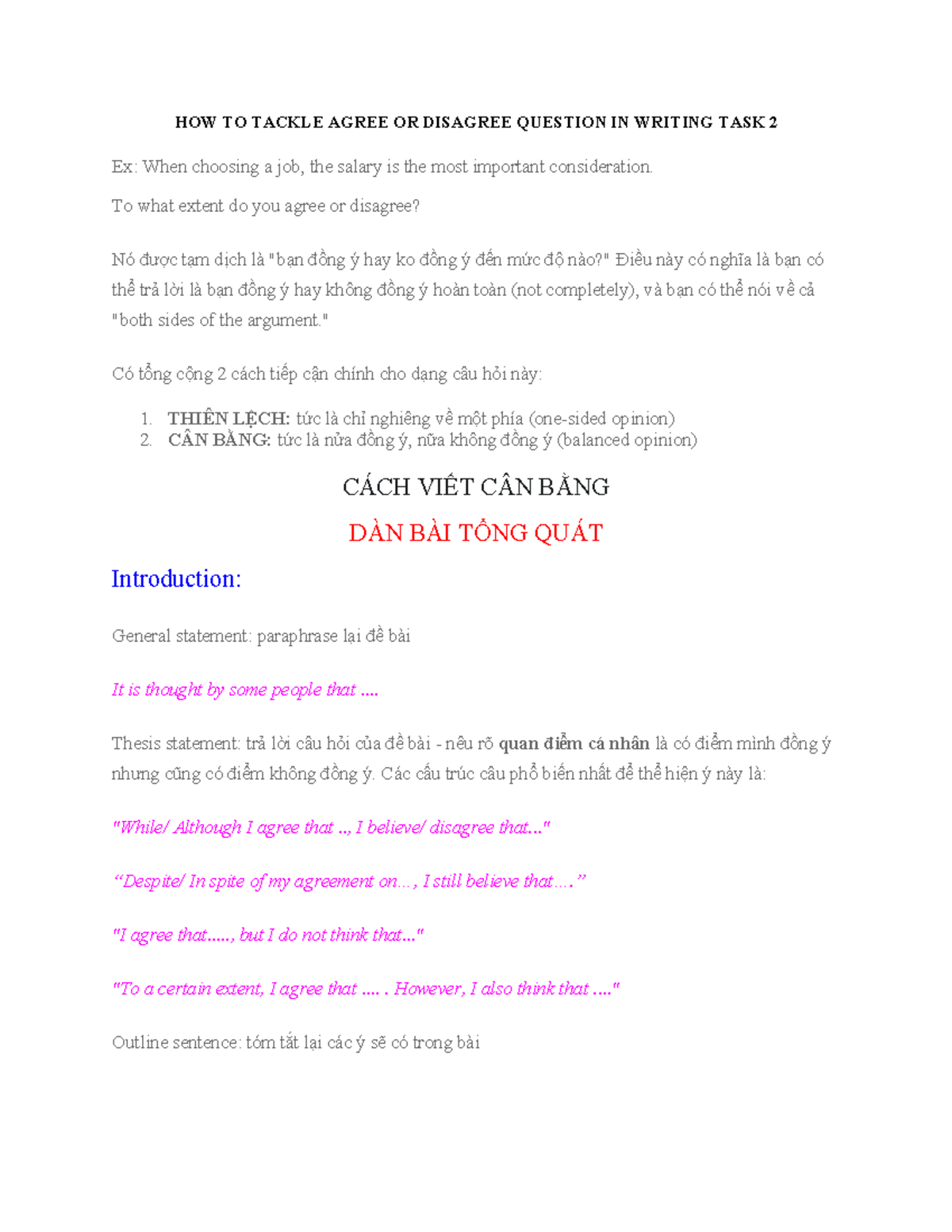 Writing Task 2: Strategies for Agree or Disagree Questions - Studocu