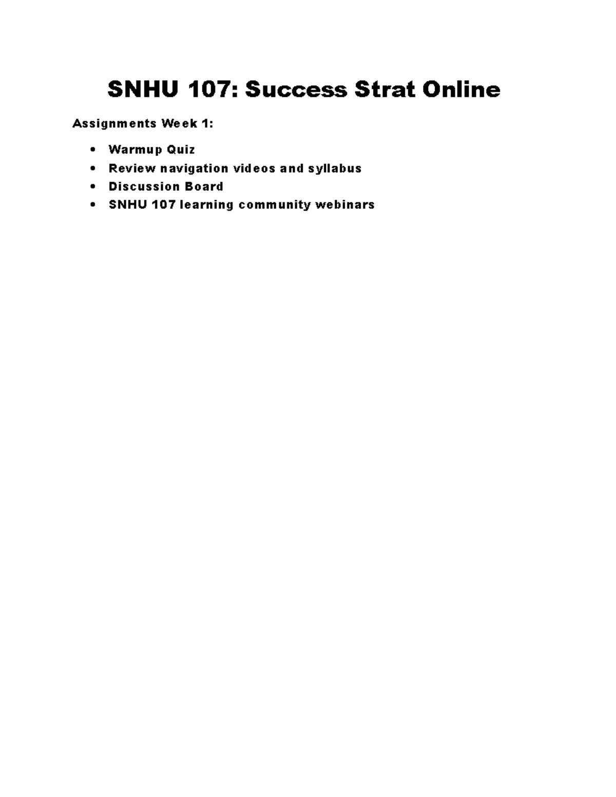 SNHU 107 Notes for the class modules. - SNHU 107: Success Strat Online ...