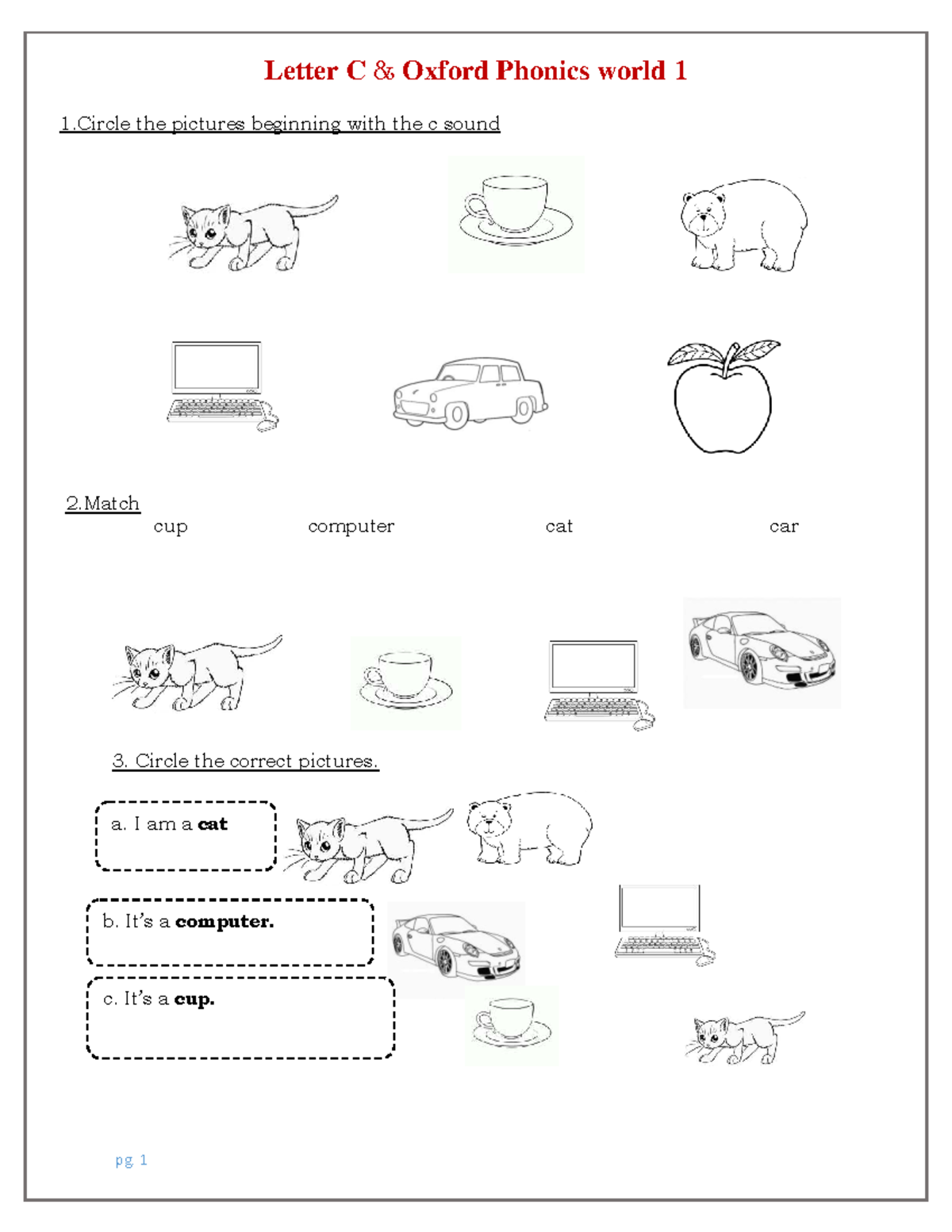Letter C Activities - Oxford Phonics World 1 - Studocu