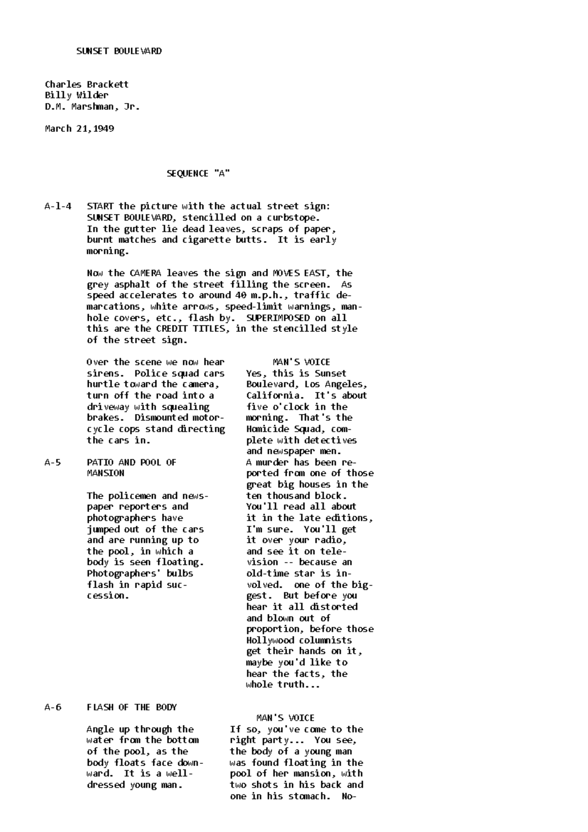 Sunset Boulevard Script Analysis and Breakdown - Studocu