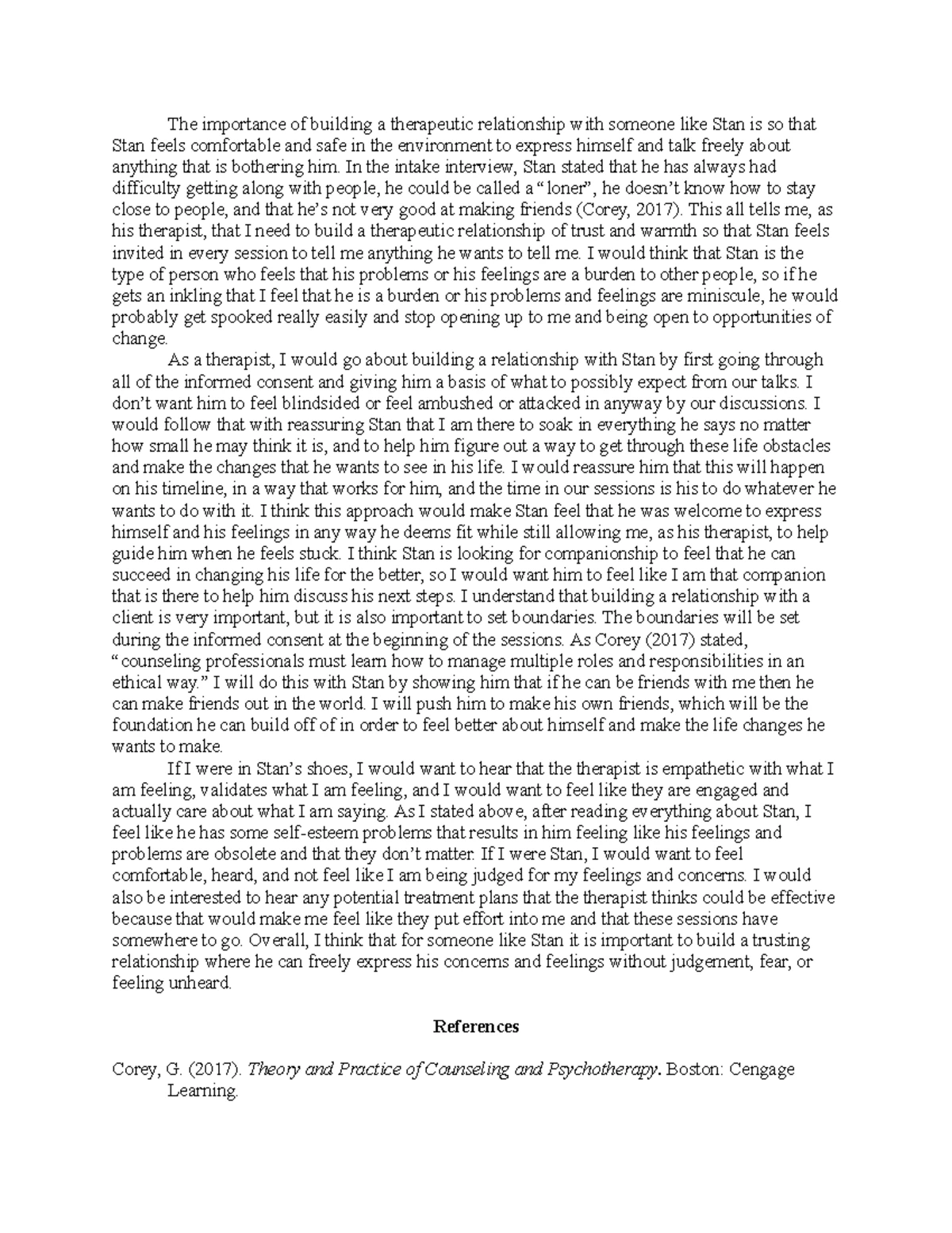 PSY 315: Theory Comparison in Counseling Techniques Short Paper - Studocu