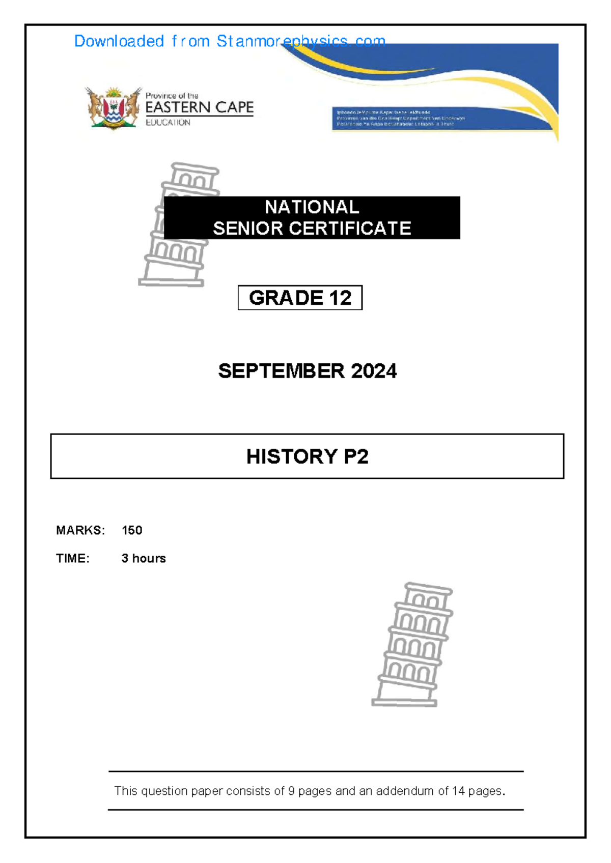 EC History Grade 12 September 2024 P2 Exam Paper and Memo - Studocu