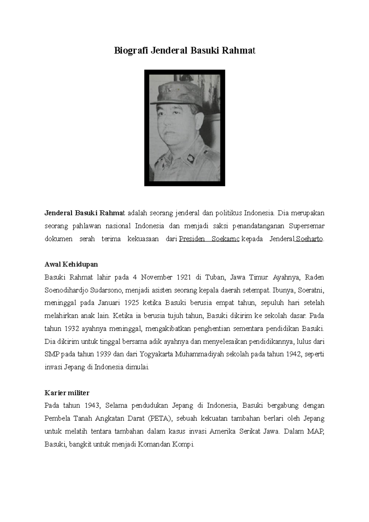 Biografi Jenderal Basuki Rahmat - Biografi Jenderal Basuki Rahmat ...