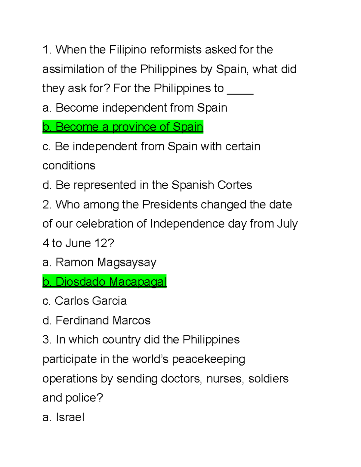 Philippine History Quiz Notes - Review and Key Questions - Studocu