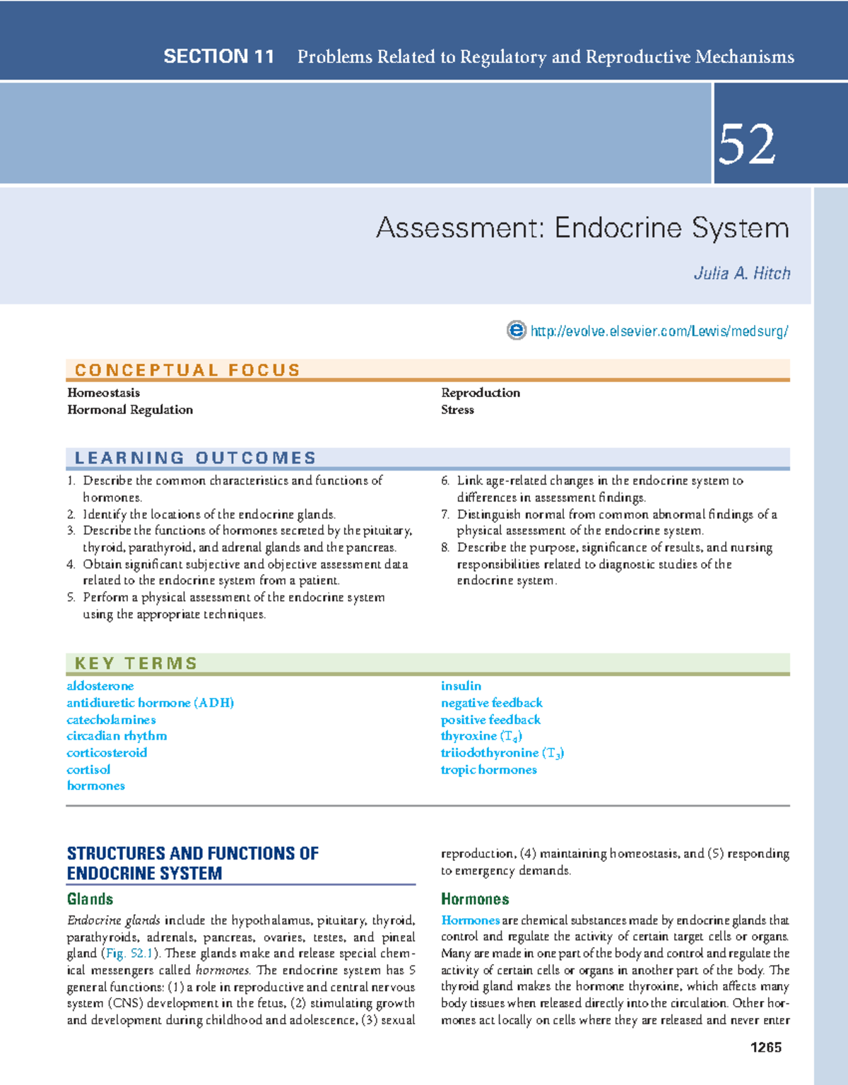 Endocrine System Assessment: Regulatory & Reproductive Mechanisms (NUR ...