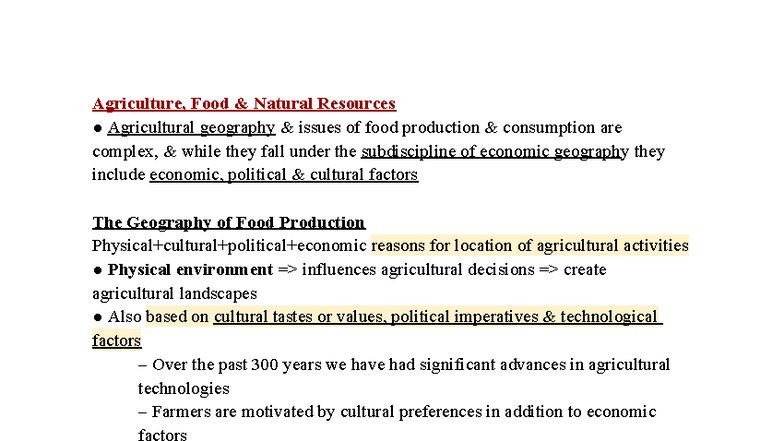 GG102 Agricultural Geography: Complex Issues in Food Production and ...
