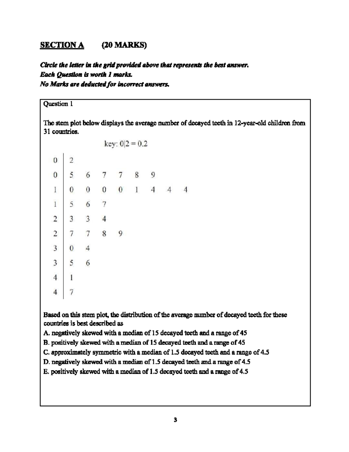 Maths Exam: Section A (20 Marks) - Answer Key and Analysis - Studocu