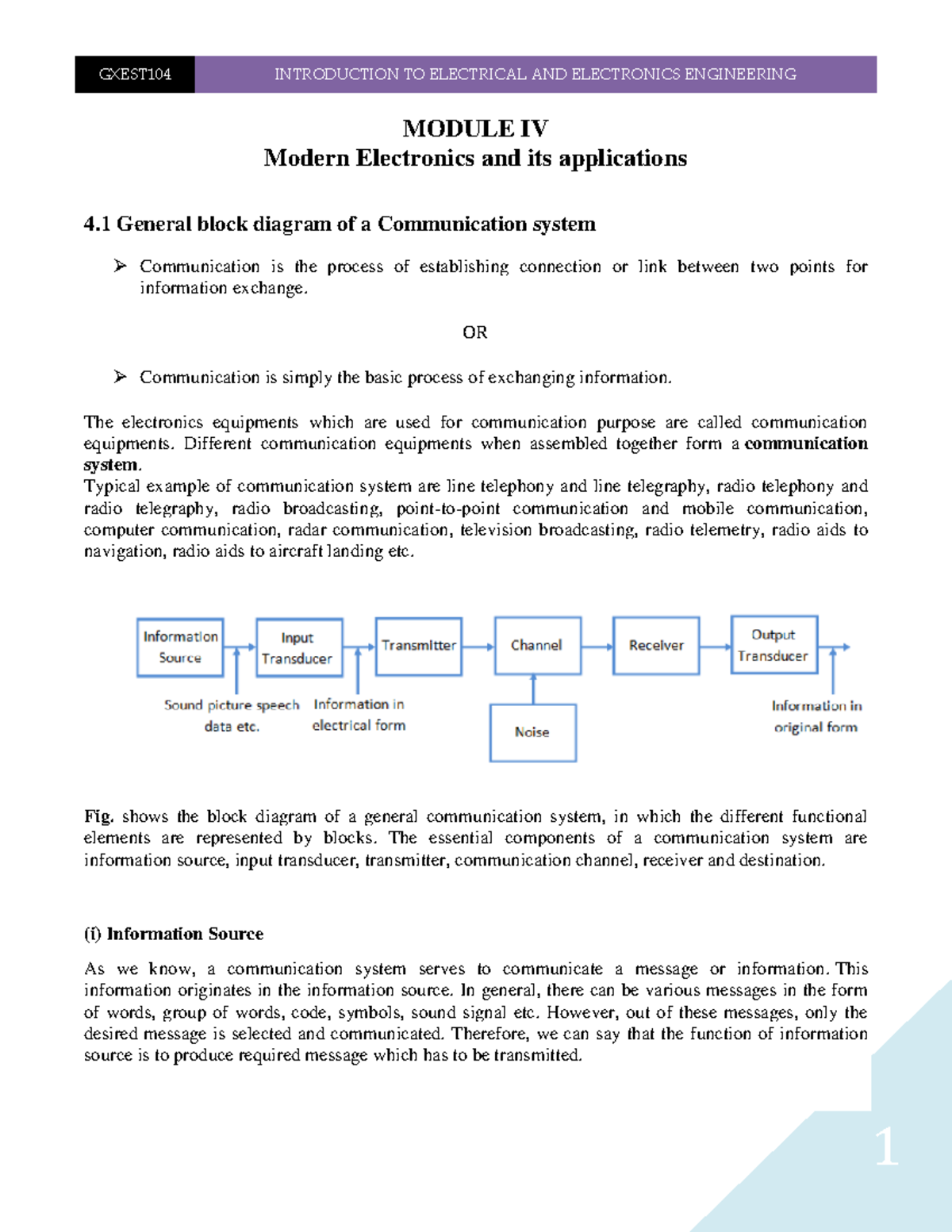 Module IV - MODULE IV Modern Electronics and its applications 4 General ...