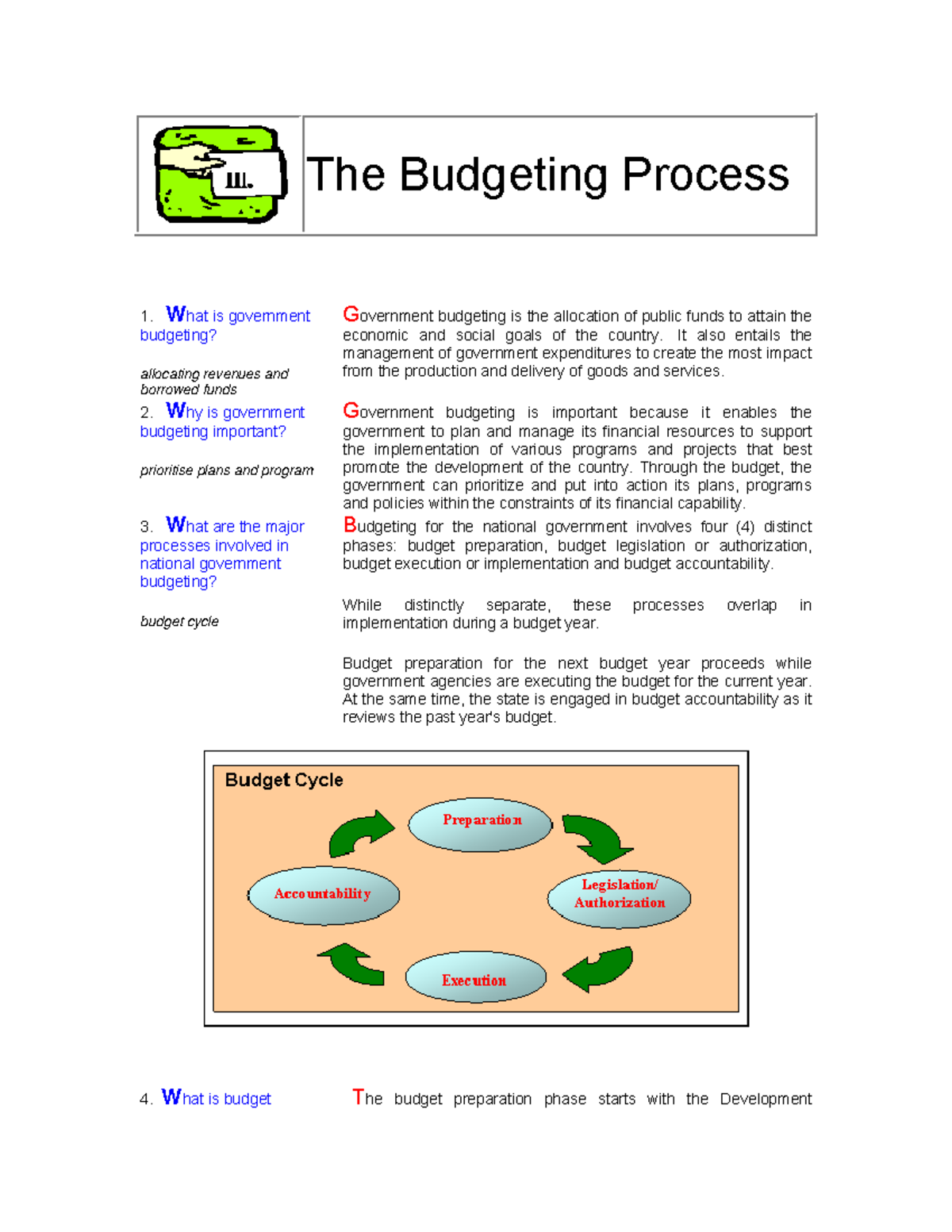 Budget-cycle - hello - The Budgeting Process 1. What is government ...