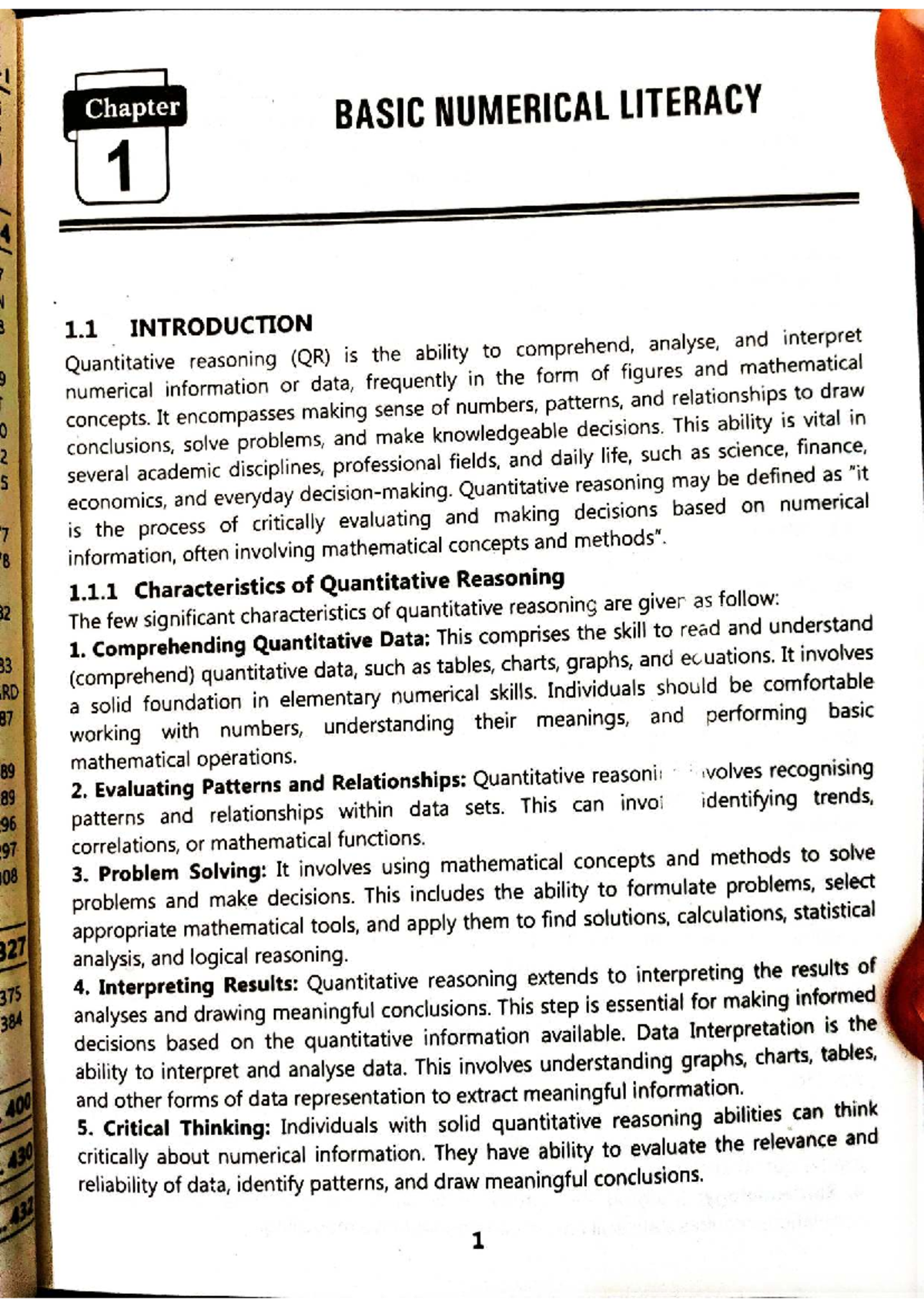 Quantitative Reasoning - Basic Numerical Literacy (QR-1) - Studocu