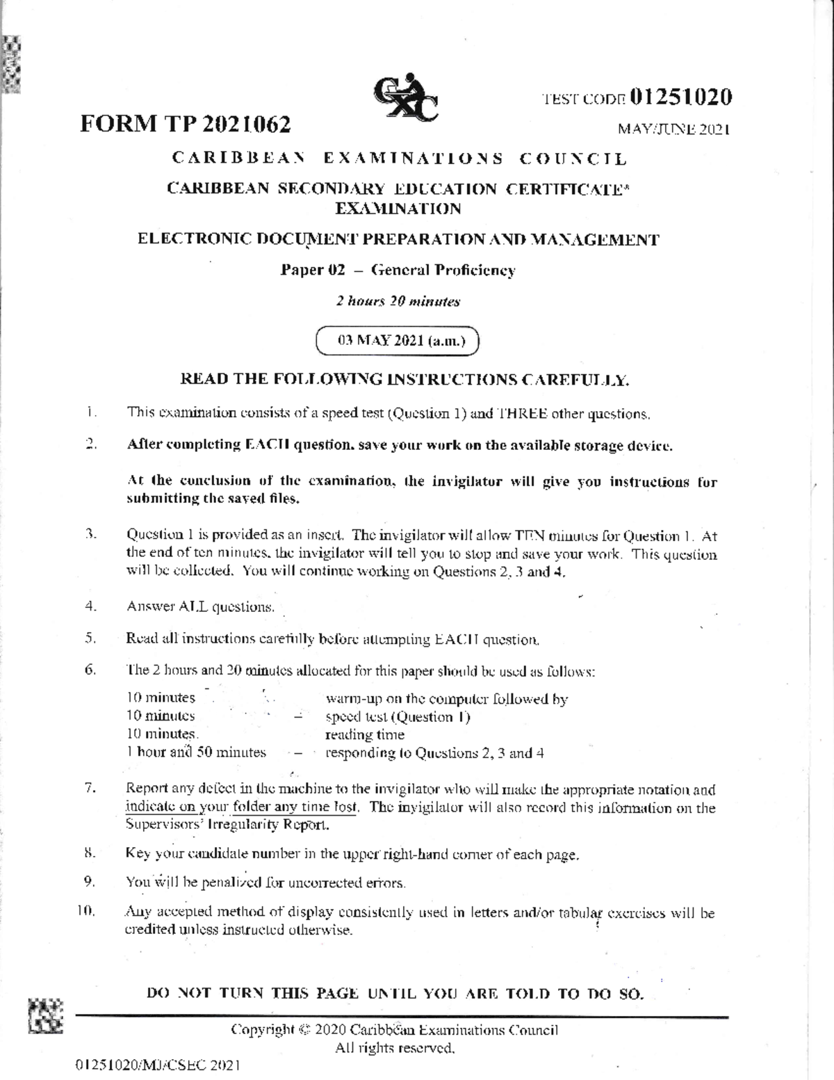 EDPM 2021 - Past Paper for Electronic Document Preparation Exam - Studocu