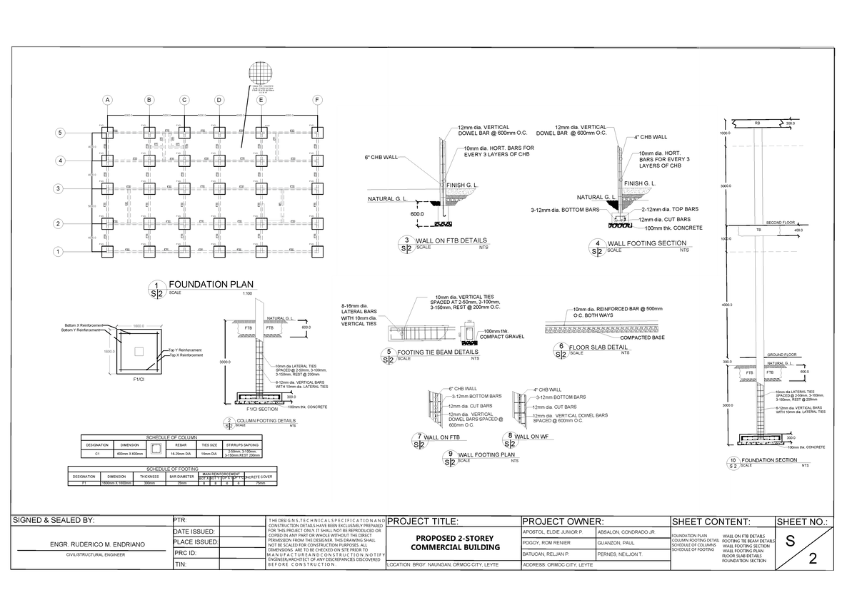 S2 - Structural Plans for 2-Storey Commercial Building - Studocu