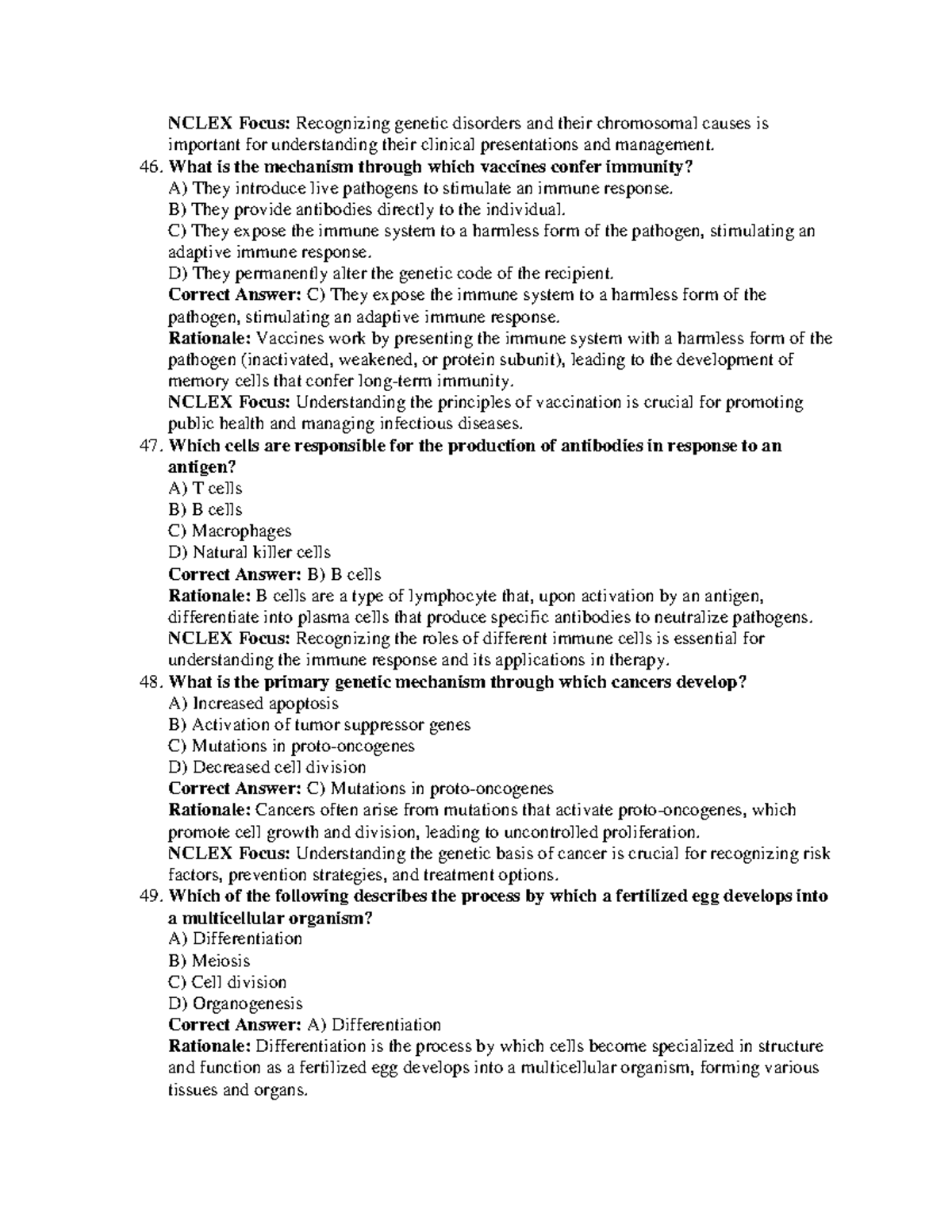 NCLEX Focus: Immunity, Genetics, and Cancer Mechanisms in Nursing - Studocu