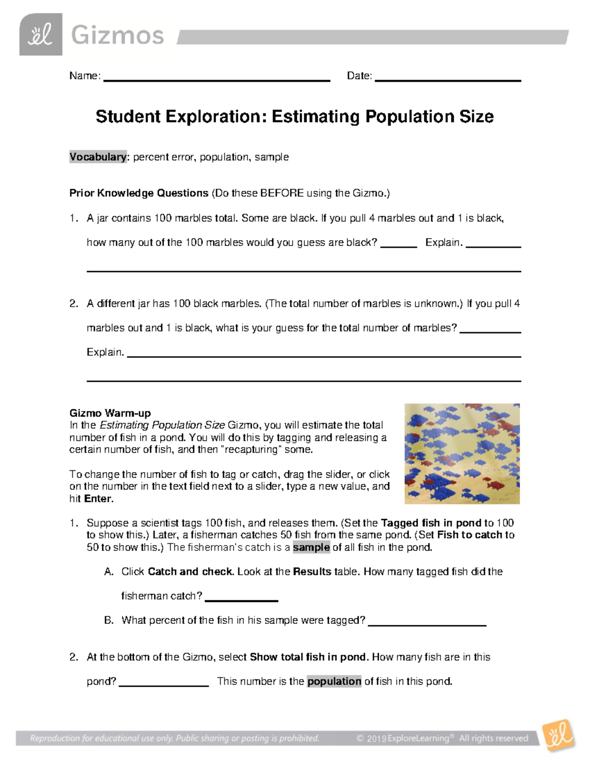 Est Population Size SE - ............ - Name: Date: Student Exploration ...