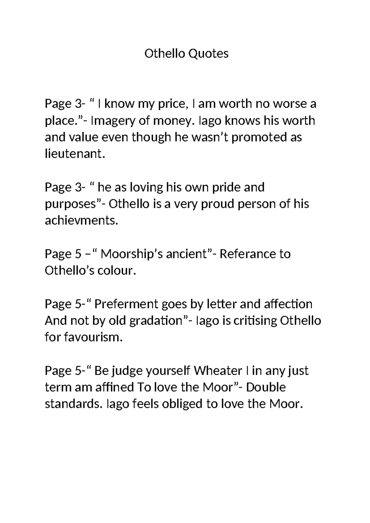 Othello Quotes - Othello Quotes Page 3- “ I know my price, I am worth ...