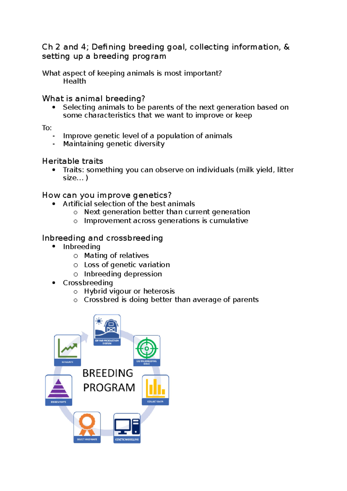 Ch 2-4 - Breeding Goals & Strategies for Animal Genetics - Studeersnel