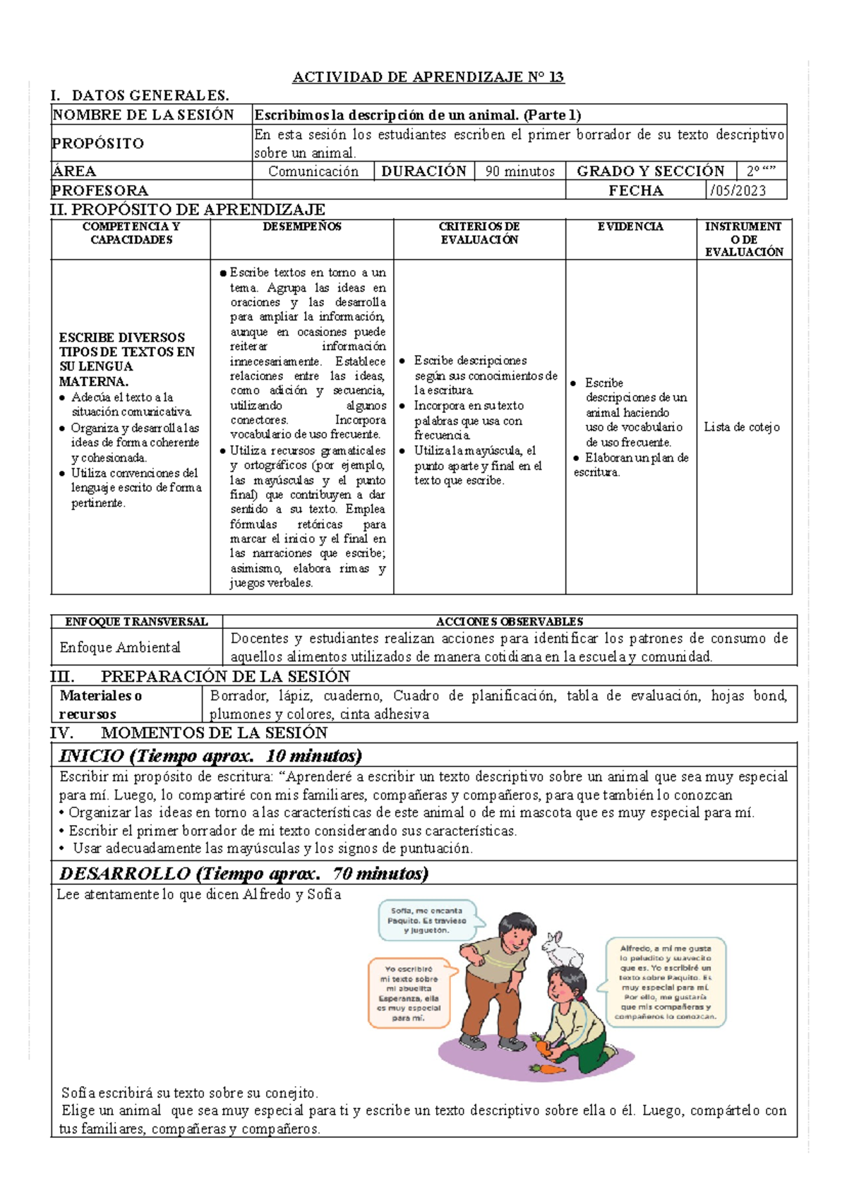 Escribimos la descripcion de un animal - ACTIVIDAD DE APRENDIZAJE N° 13 ...