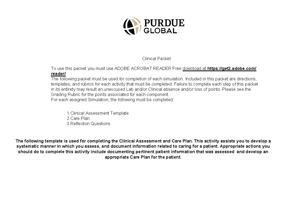 LM - Packet for clinical - The following template is used for ...