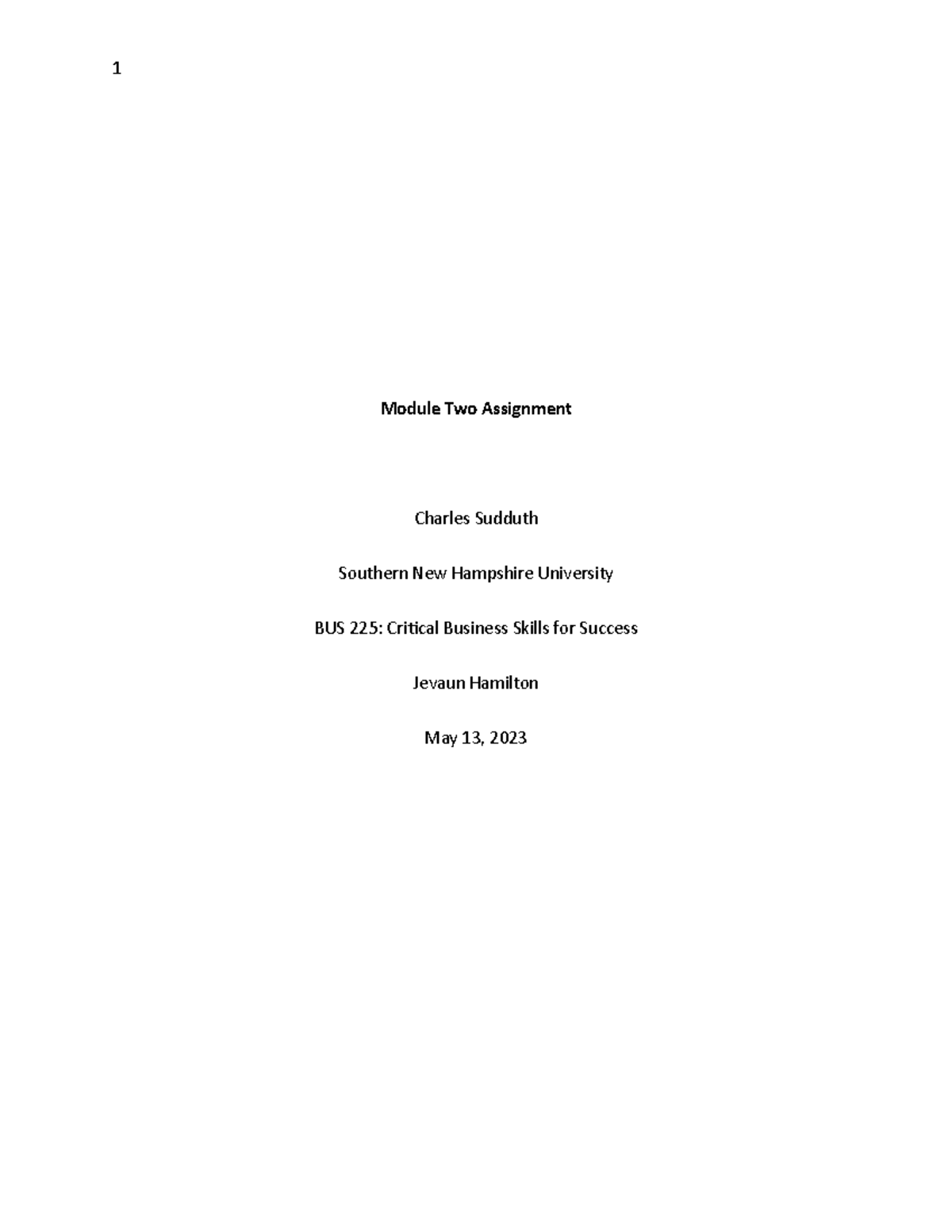 BUS225 Module Two Assignment - Module Two Assignment Charles Sudduth ...
