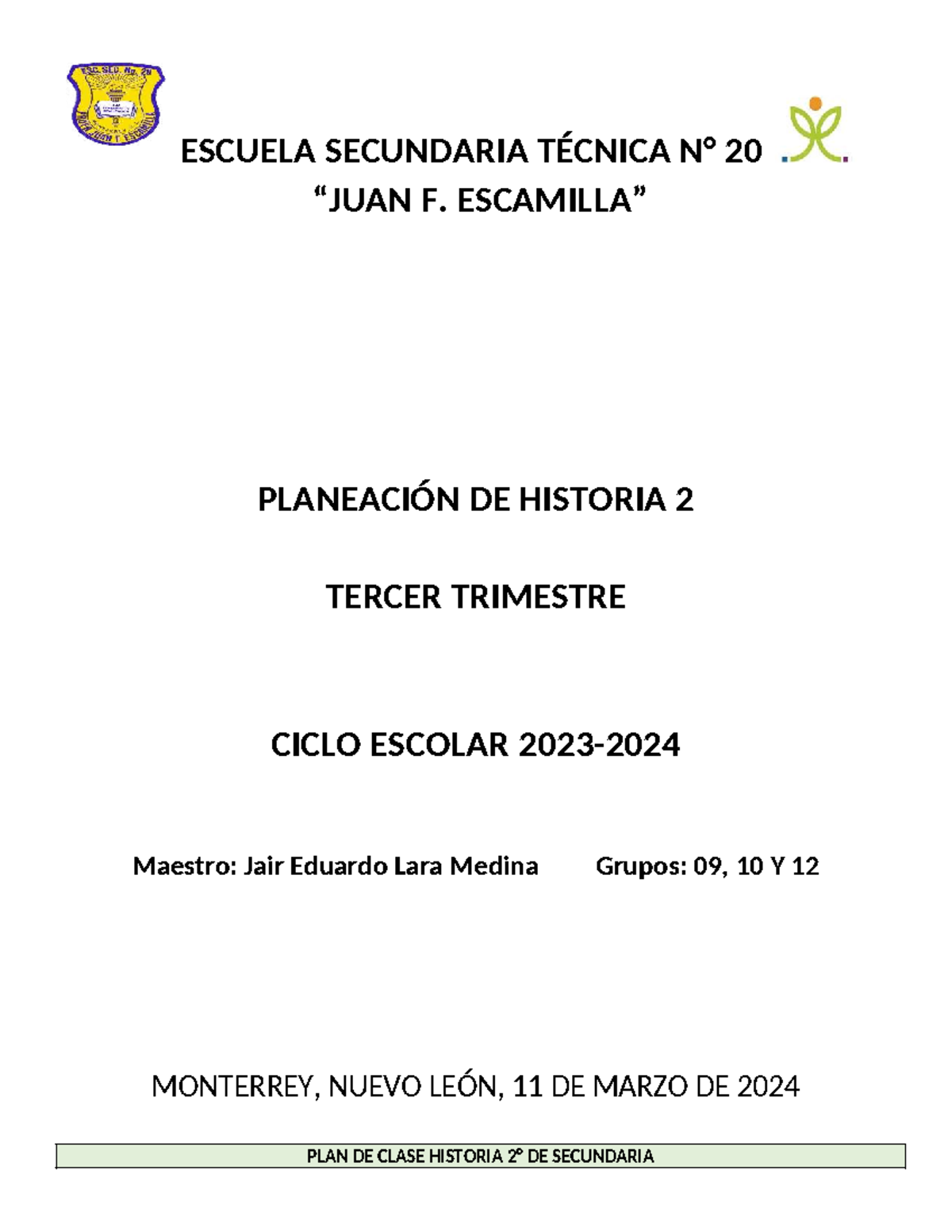 Planeación Historia- Tercer TRIM - JAIR LARA - ESCUELA SECUNDARIA ...