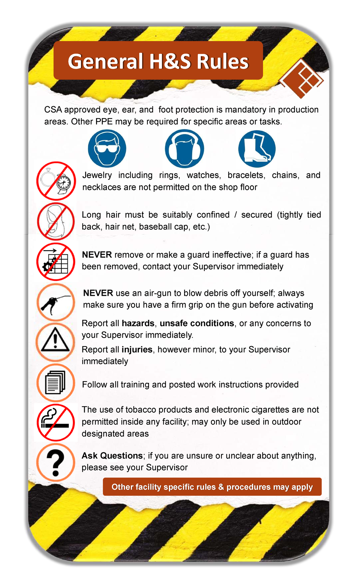 HS Rules Poster: Mandatory PPE & Safety Guidelines - Studocu