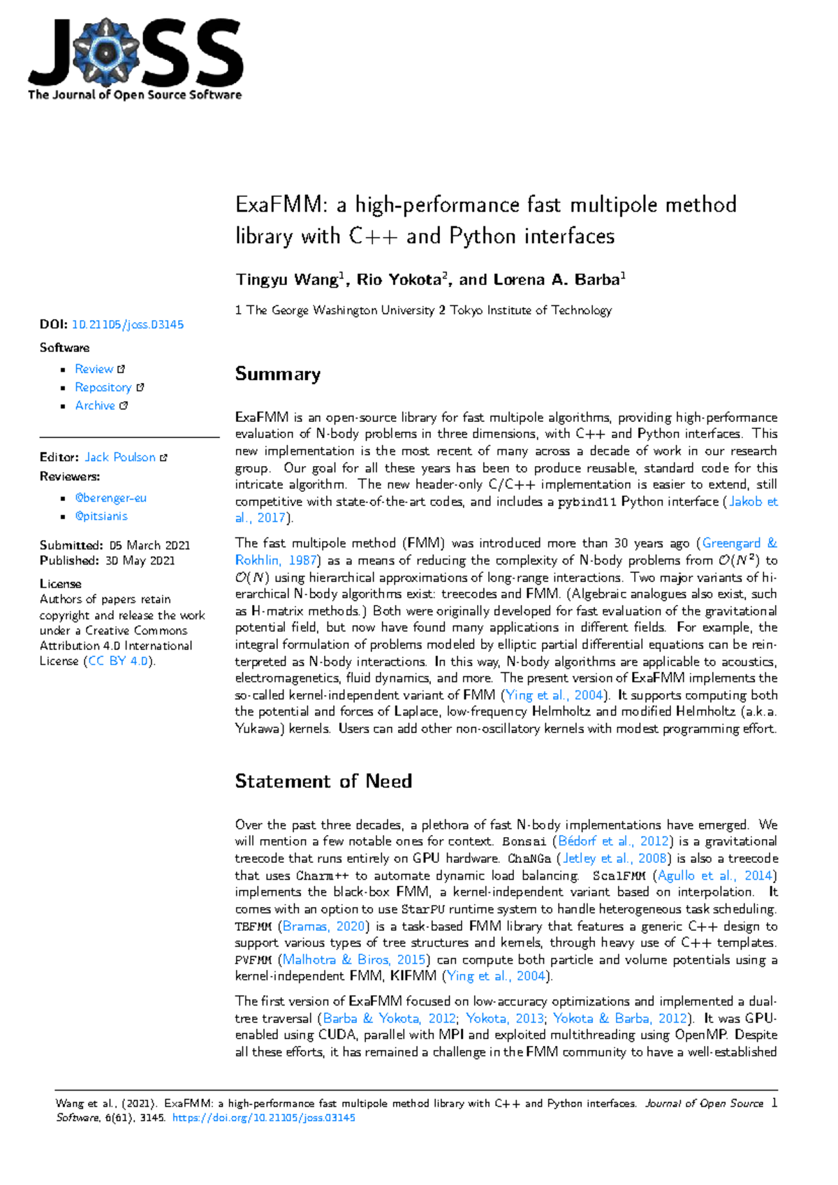 ExaFMM: High-Performance Fast Multipole Method Library (C++/Python ...
