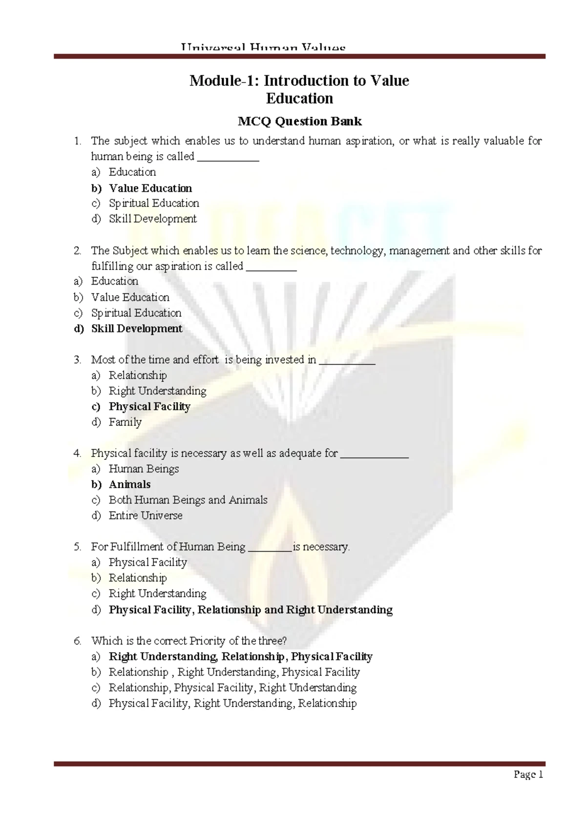 Universal Human Value Module 1 - UNIVERSAL HUMAN VALUES Syllabus (VTU) Module 1: Introduction to ...