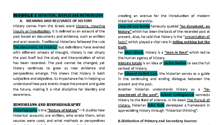 RPH 101: Understanding History, Sources, and Methodology - Studocu