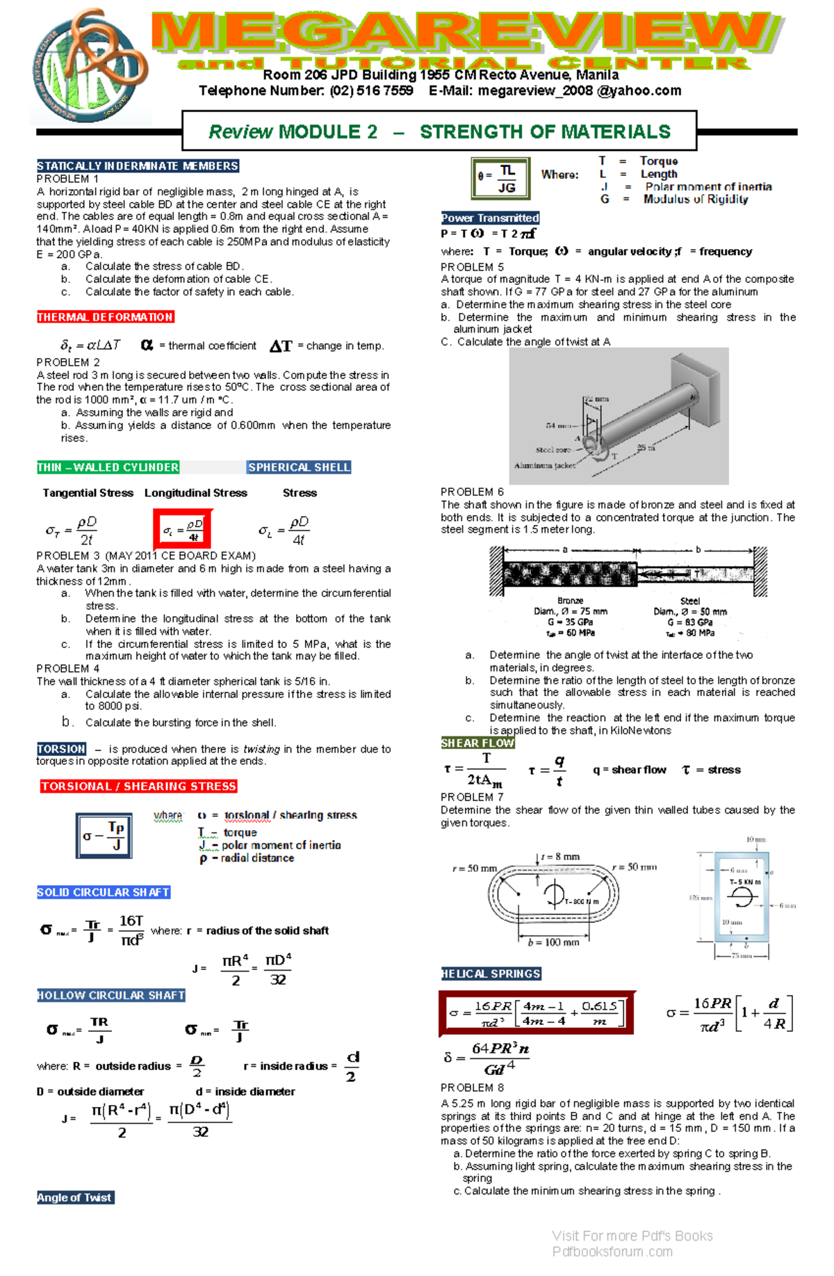 Strength of Materials Review - Problems & Solutions (Module 2) - Studocu