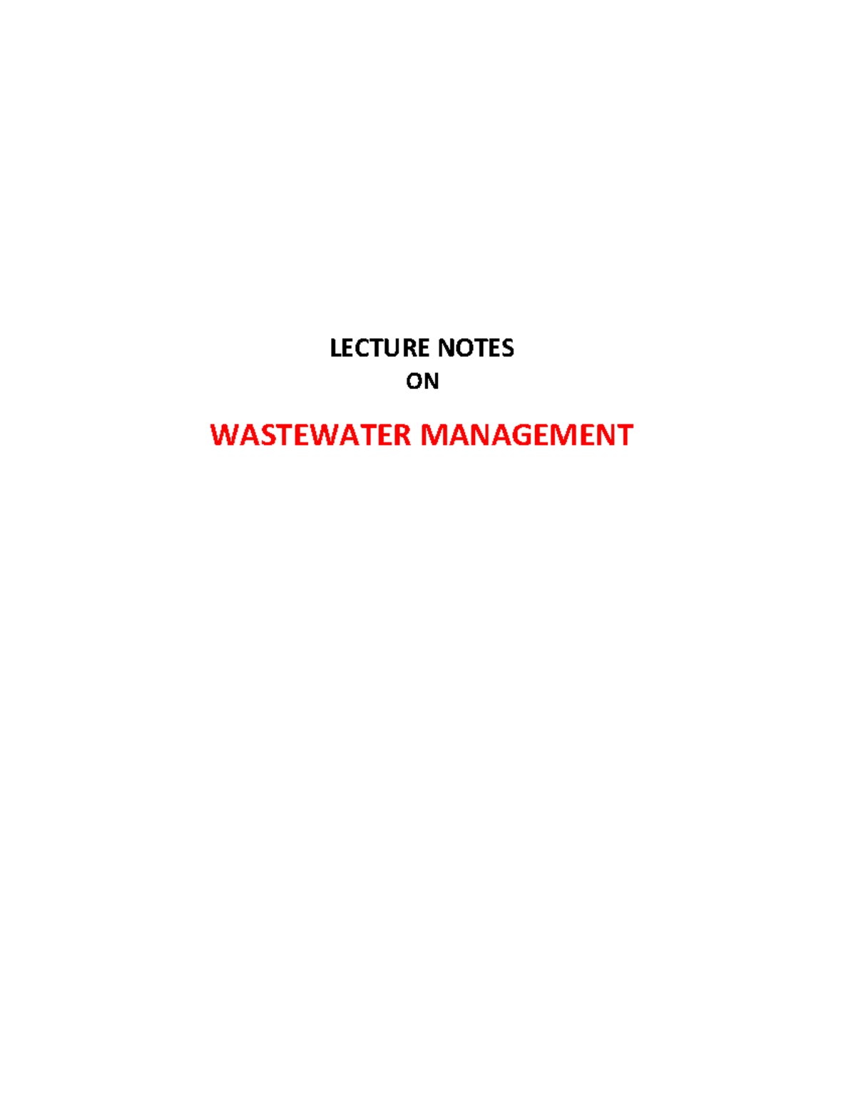 Wastewater Management Lecture Notes (Unit I) - Industrial Waste ...