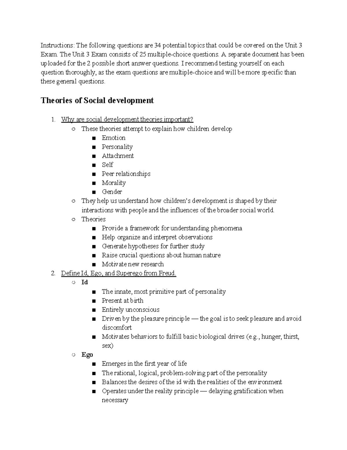 Dev Psych 3 Exam Study Guide: Key Theories & Concepts in Development ...
