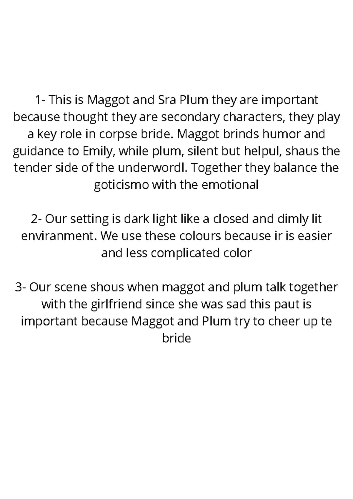 Analysis of Maggot and Sra Plum's Role in Corpse Bride (20250602) - Studocu