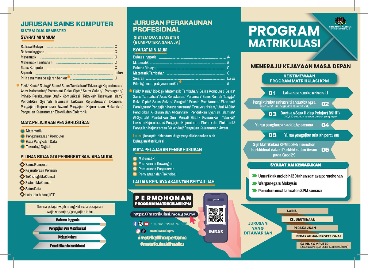 KPM Matrikulasi - Keistimewaan & Program Akademik - Studocu