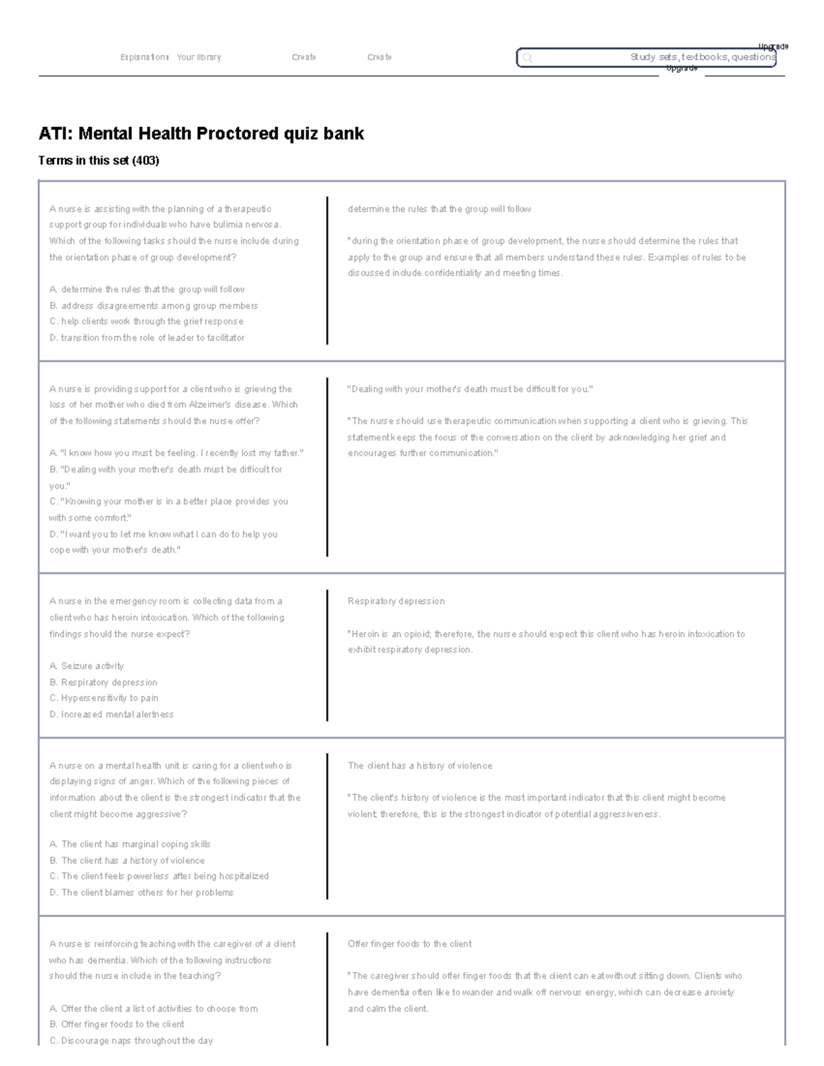 ATI Mental Health Proctored Quiz Bank Flashcards: Essential Study Guide ...