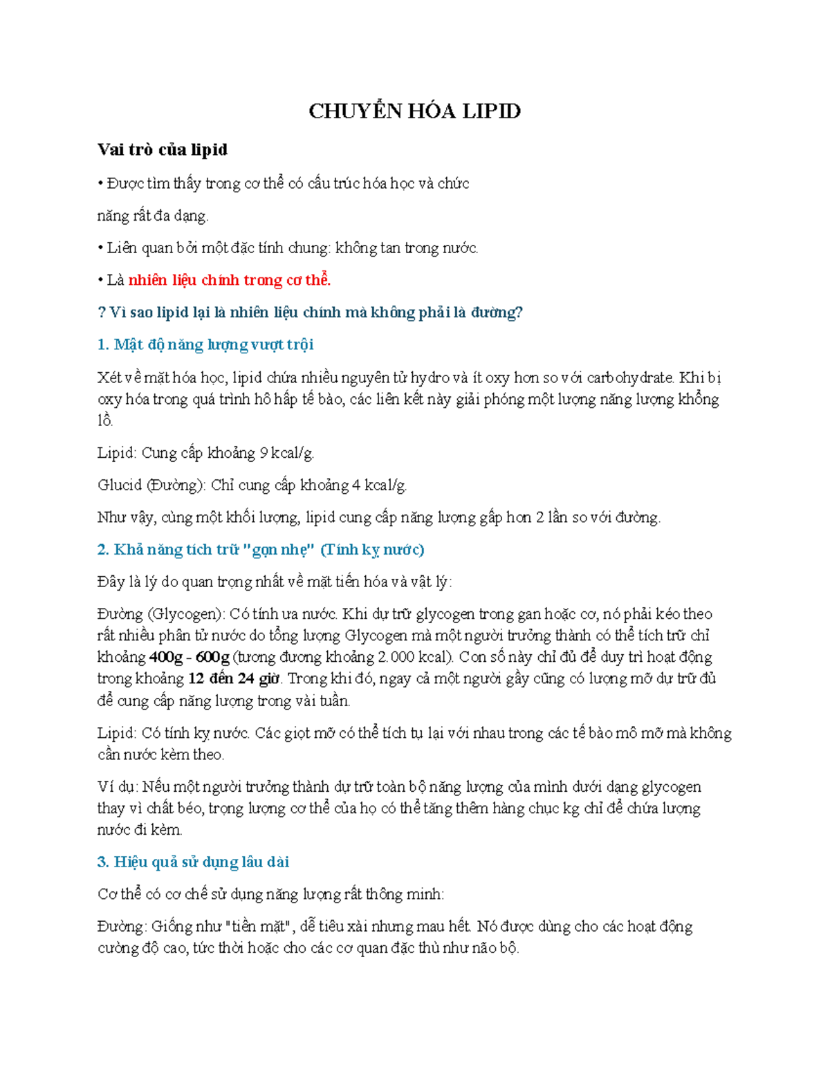 CHUYỂN HÓA LIPID: Vai Trò và Cơ Chế Tiêu Hóa Lipid - Chương 1 - Studocu