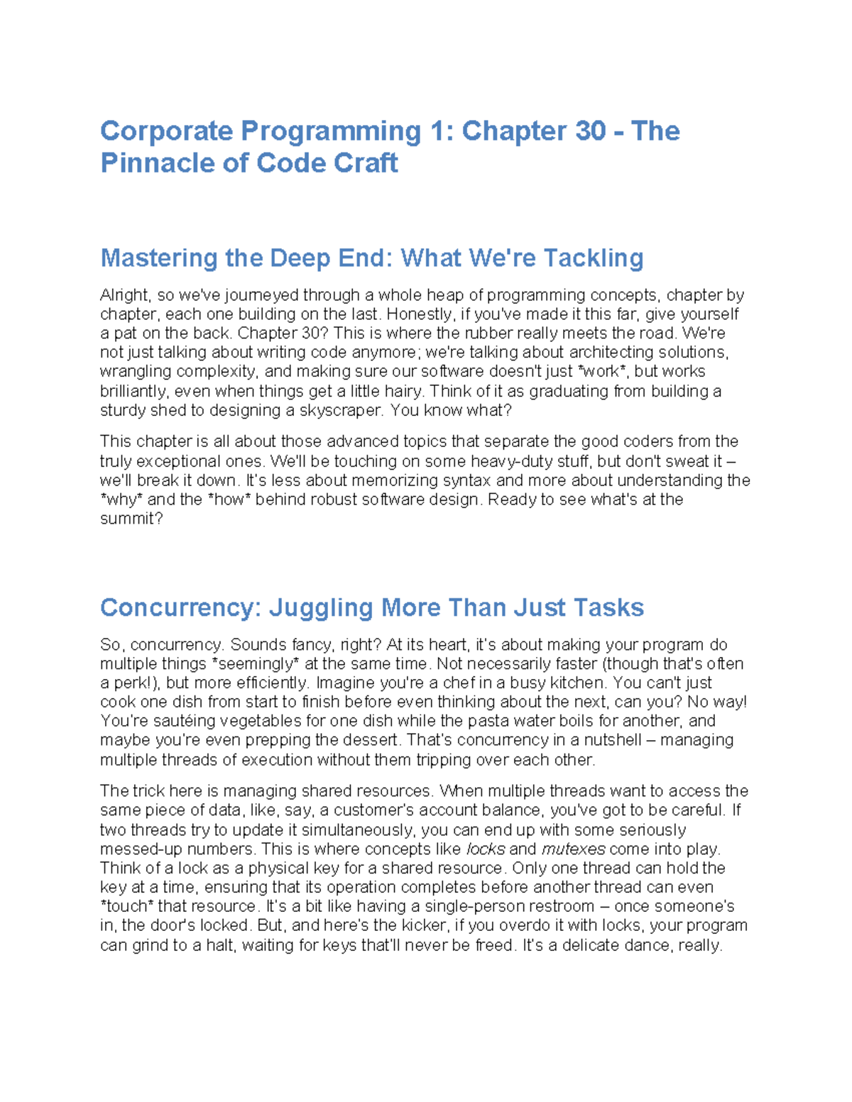 Mastering Chapter 30: Advanced Concepts in Corporate Programming - Studocu