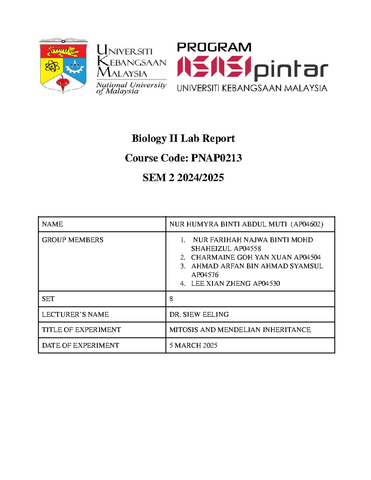Practical 2 Diffusion and Osmosis - Biology II Lab Report Course Code ...
