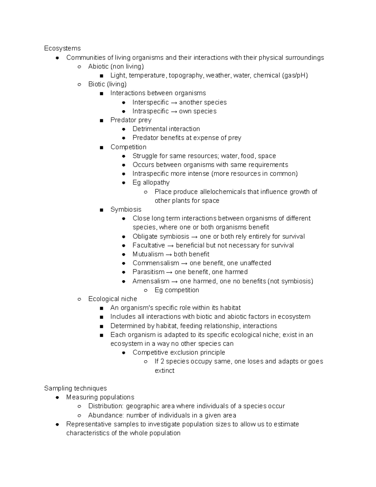 Biology Mod 4: Ecosystems and Interactions of Organisms - Studocu
