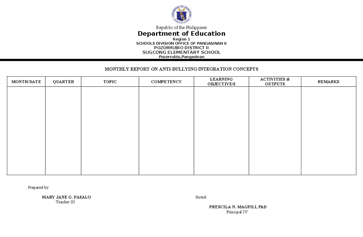 ANTI- Bullying- Integration - Republic of the Philippines Department of ...