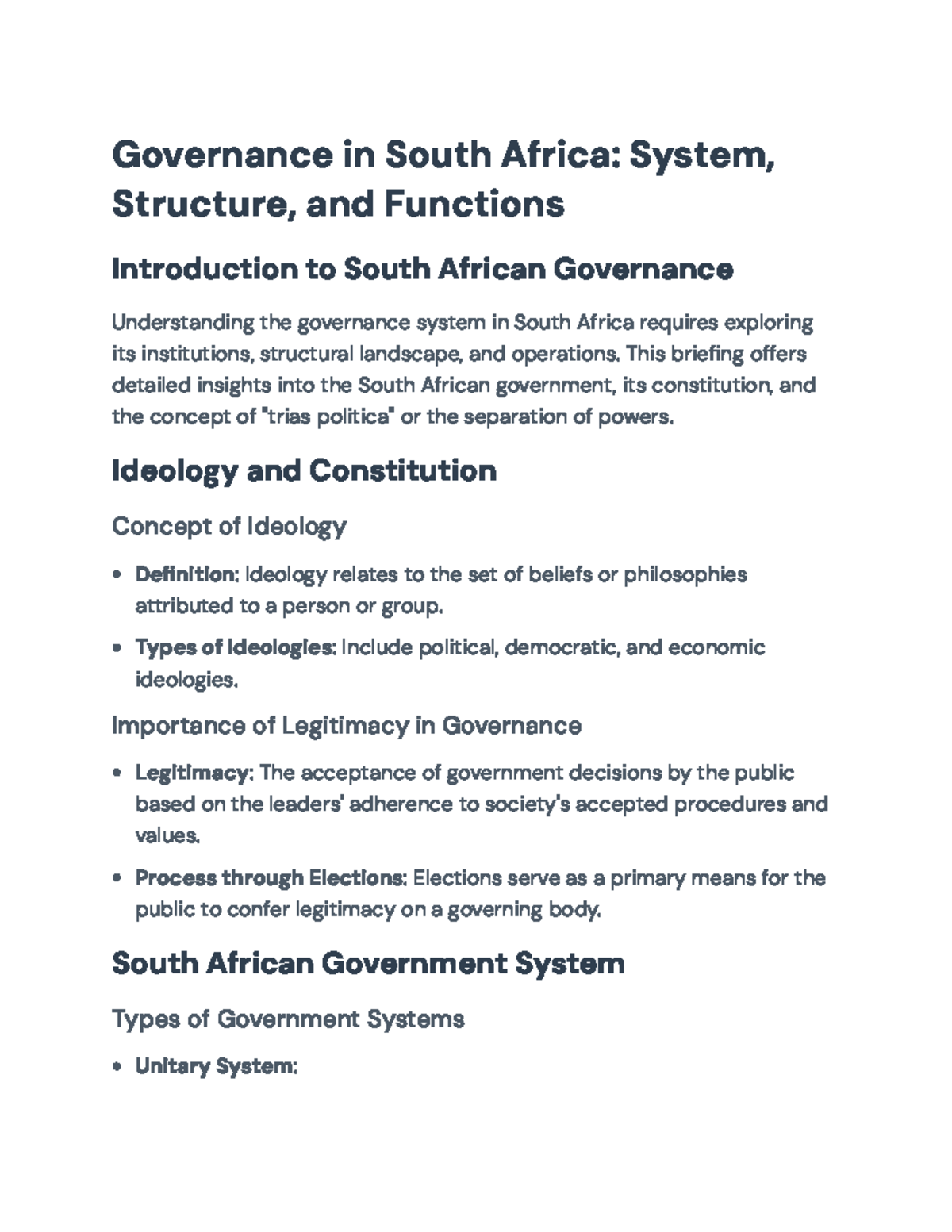 Understanding South African Governance: System, Structure & Functions ...