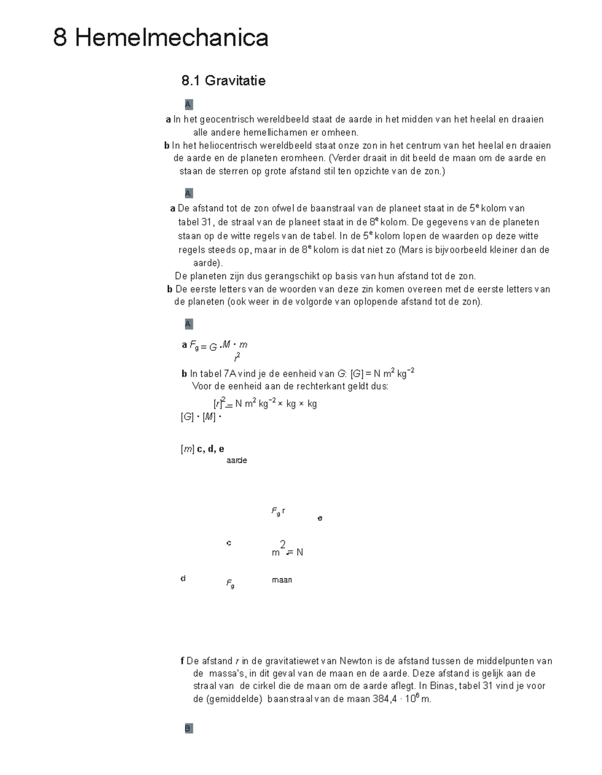 Hemelmechanica 8: Gravitatie en Planeetbeweging - Uitwerkingen 5VWO ...