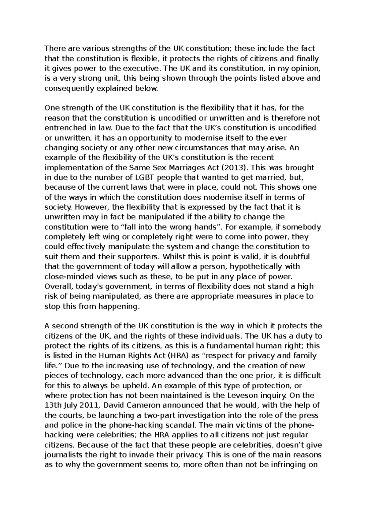 Strengths of the UK Constitution: Flexibility, Rights & Executive Power - Studocu