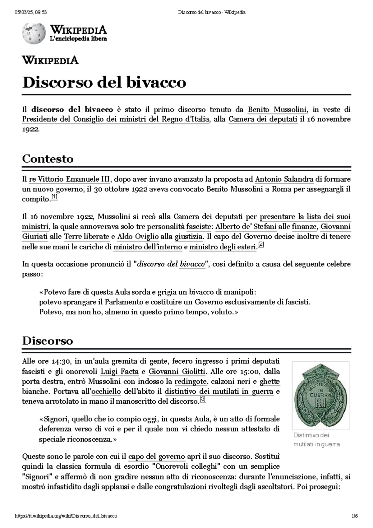 Discorso del bivacco di Mussolini: Analisi e Contesto Storico - Studocu