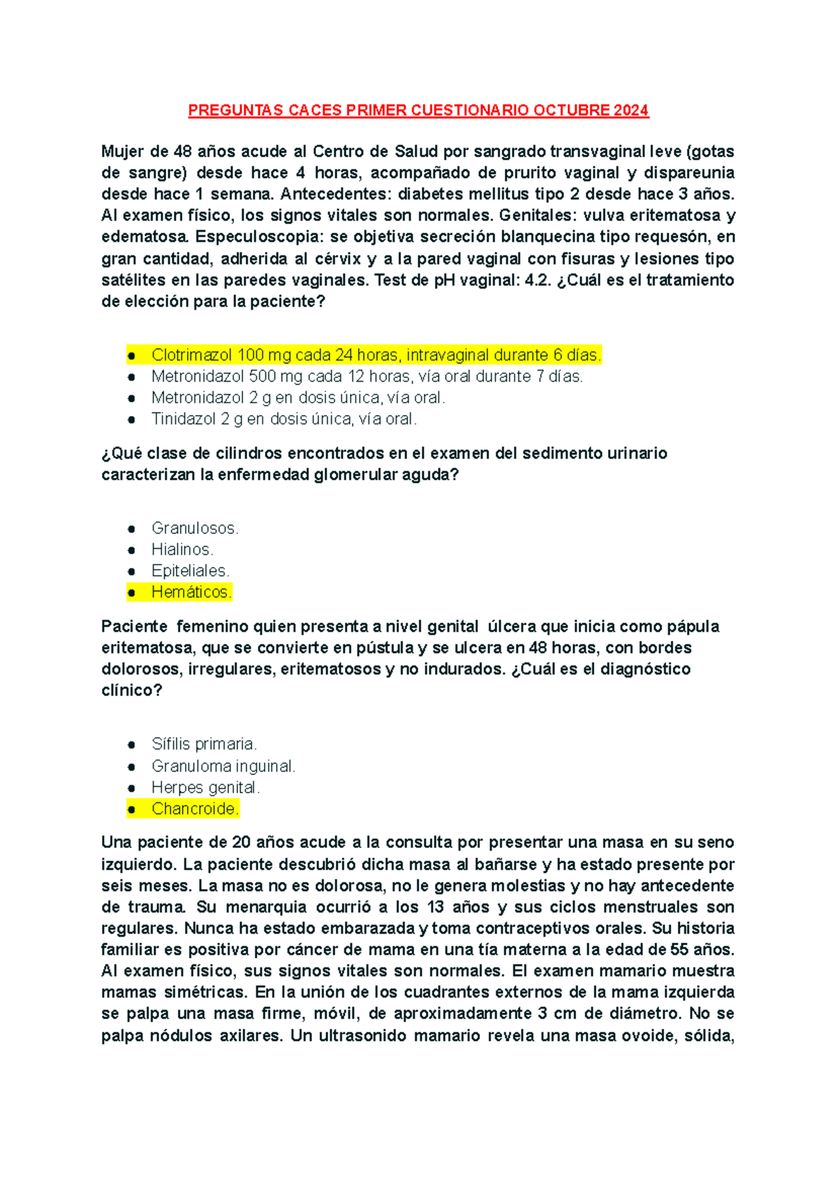 Preguntas CACES Primer Cuestionario de Octubre 2024 - Studocu