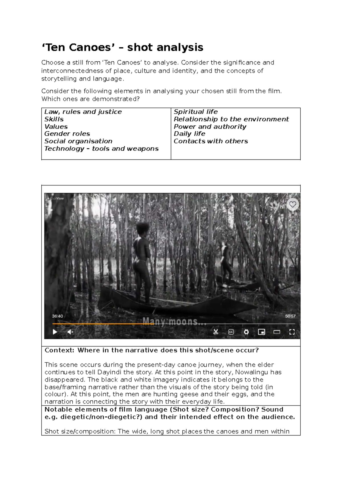 6 - Ten Canoes Shot Analysis: Exploring Place, Culture, and Identity ...