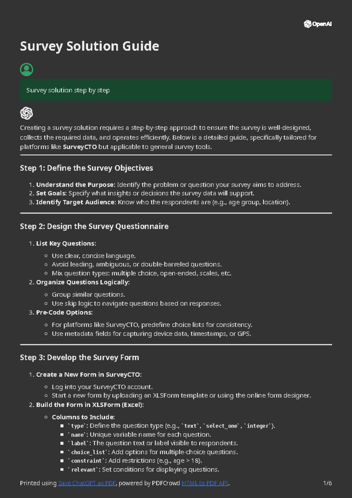 SurveyCTO Survey Solution Guide: Step-by-Step Process - Studocu