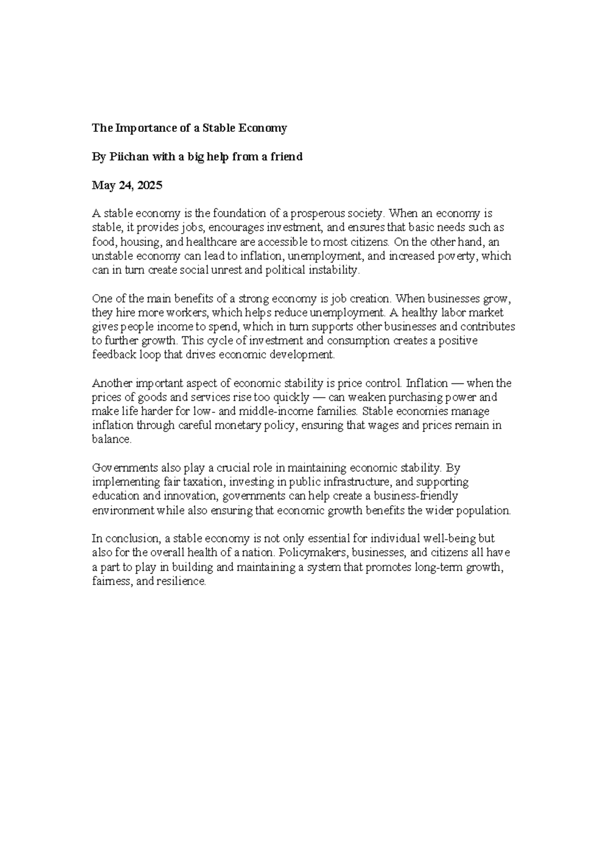The Role of Economic Stability in National Prosperity: Insights - Studocu