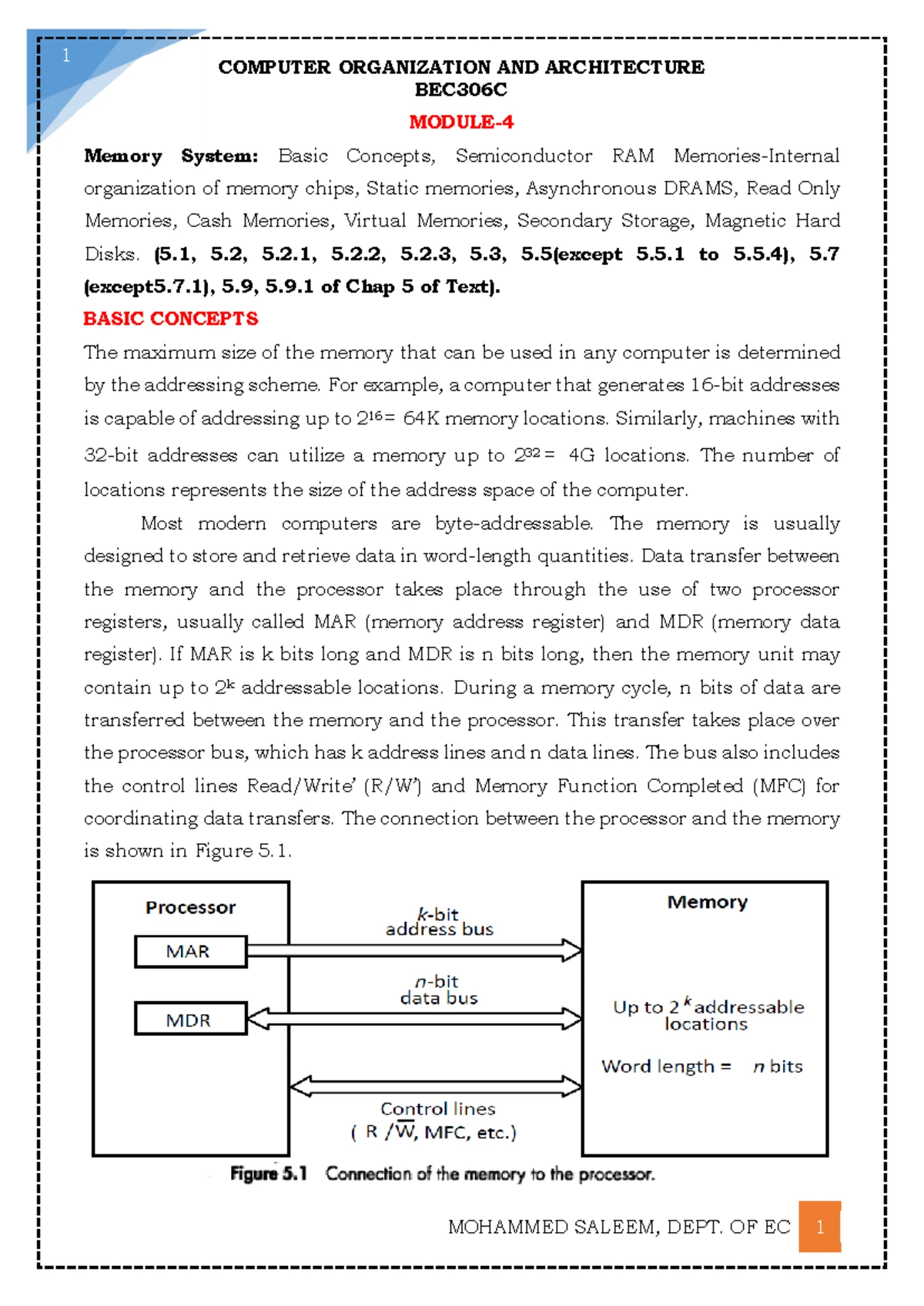BEC306C - Module 1: Basic Structures of Computer Overview & Notes - Studocu