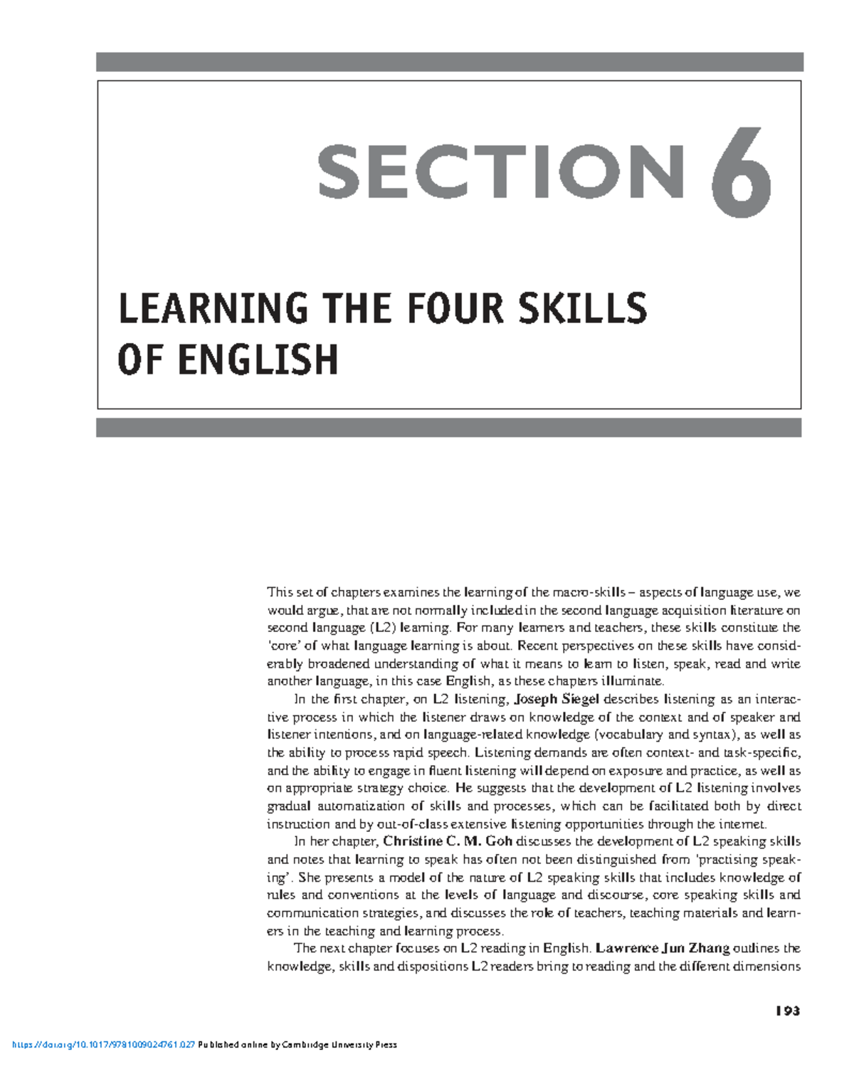 Section 6 learning the four skills of english - 193 Section 6 LEARNING ...