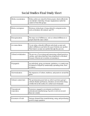 Social Studies - Grade: 10 - High School - Canada - Studocu